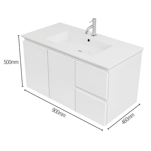 Cibo Design 900mm White Tonic Wall Hung Vanity - Bunnings Australia