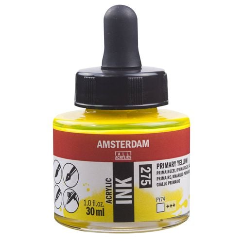 Amsterdam 30ml Primary Yellow Acrylic Ink - Bunnings Australia
