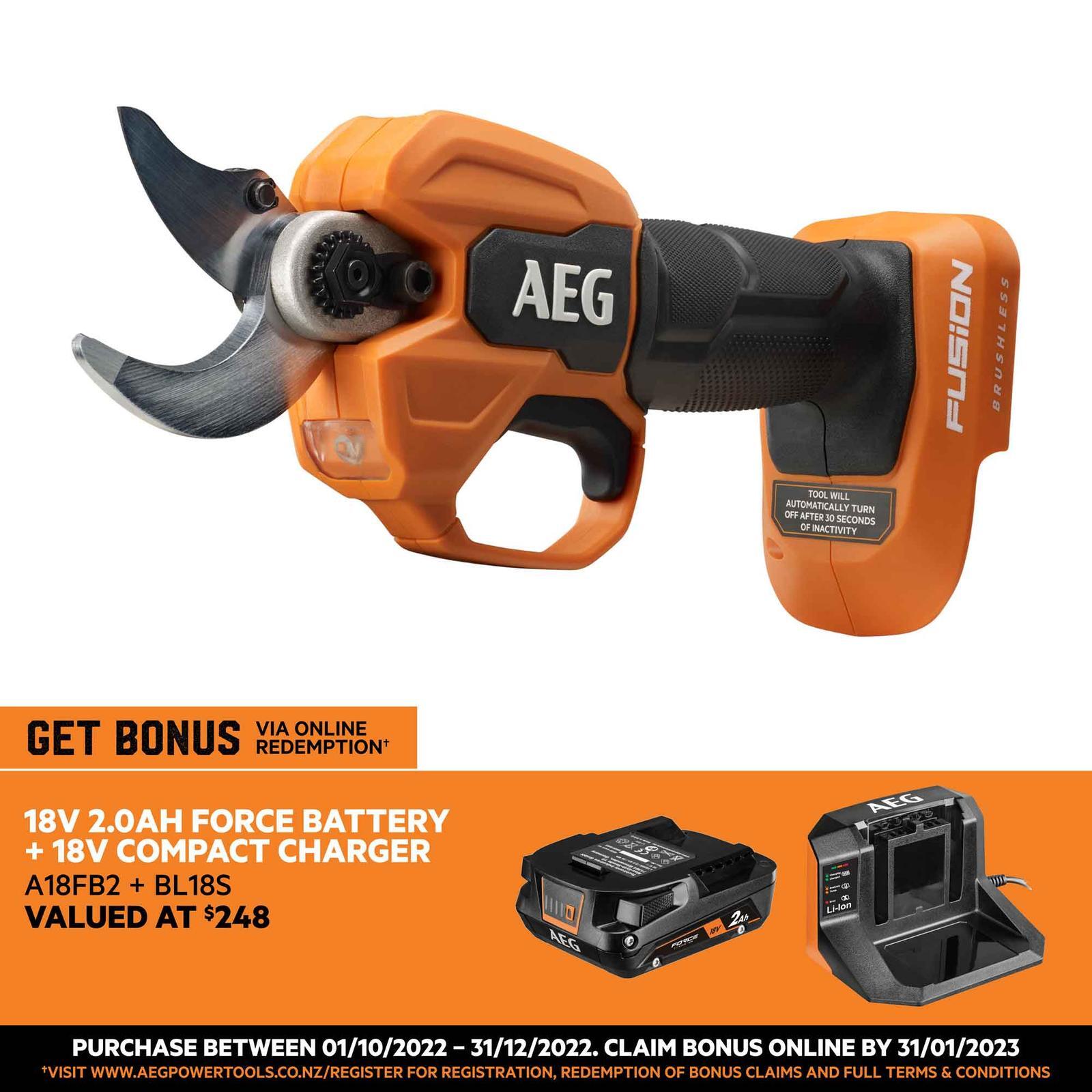 AEG 18V Fusion Secateurs - Skin Only - Bunnings New Zealand