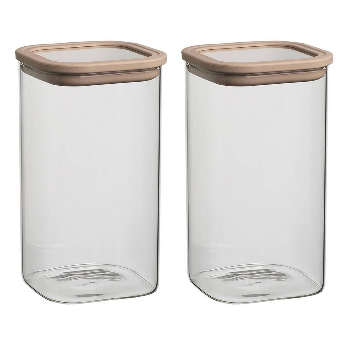 2PK Ecology Store Square 1.5L/19cm Glass Canister w/ Lid - Clear ...