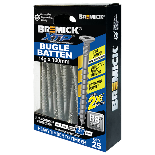 Bremick XTP 14g x 100mm T40 B8 Bugle Batten - 25 Pack - Bunnings Australia