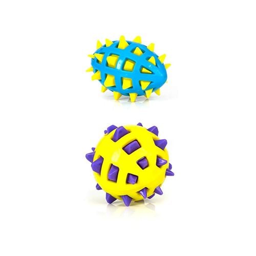 YES4PETS 2 x Large Dog Puppy Rubber Spike TPR Football Ball Dental ...
