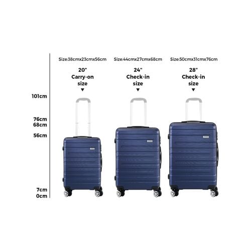 Mazam 3PCS Luggage Suitcase Set TSA Lock Navy - Bunnings Australia