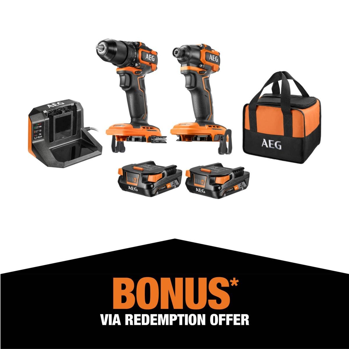 AEG 18V 2 Piece Brushless Sub Compact Combo Kit - Bunnings New Zealand
