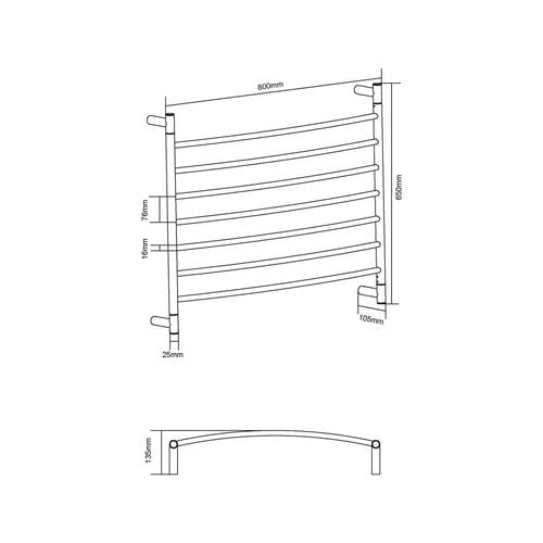 Barelli Gun Metal Grey 7 Bar Round Curved Heated Towel Rail - Bunnings ...