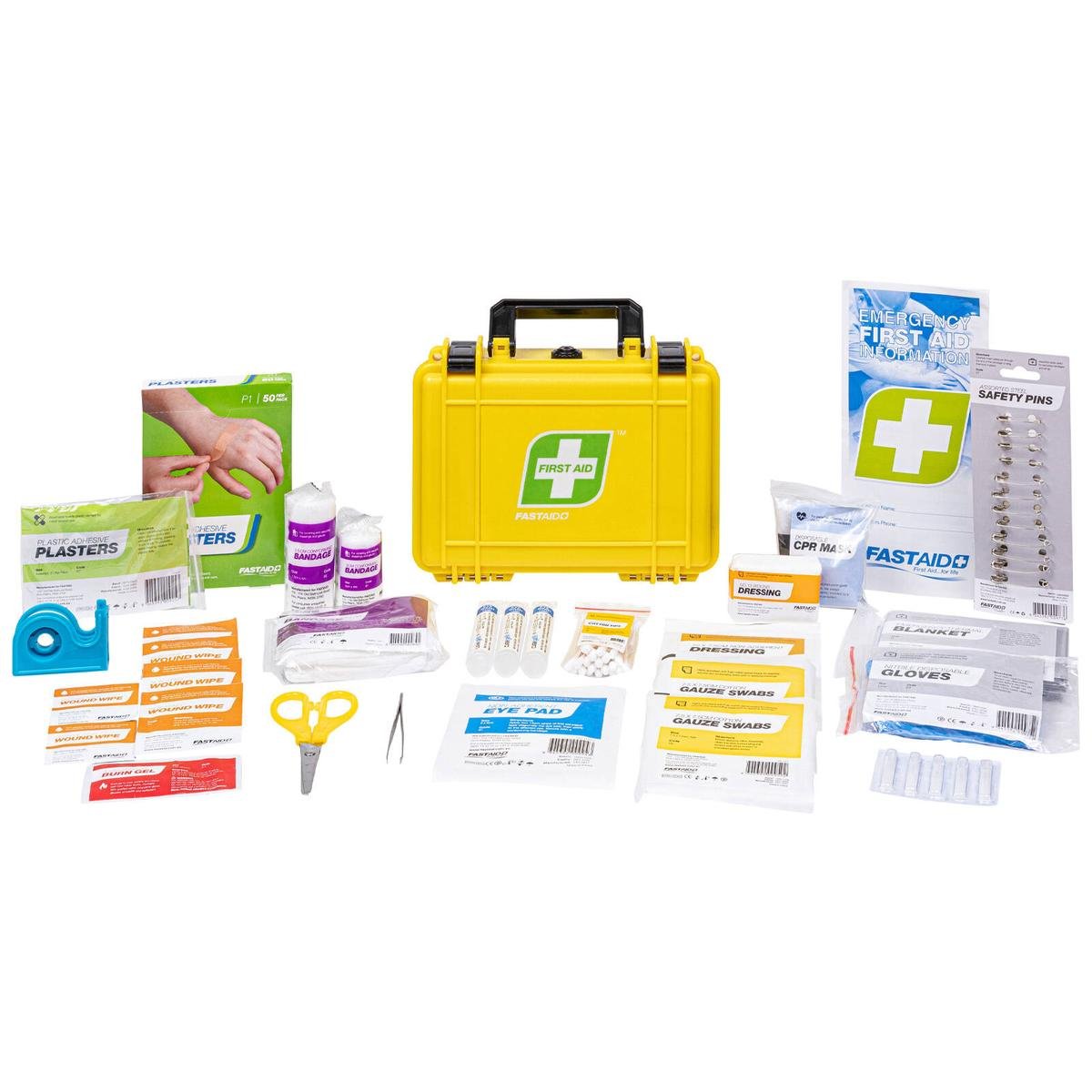 FastAid Essentials IP67 Waterproof First Aid Kit With Yellow Plastic ...