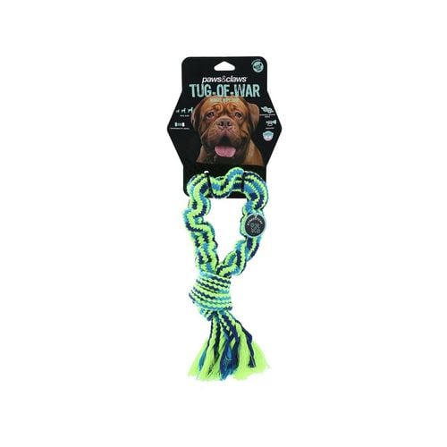 3PK Paws & Claws Tug-Of-War Bungee Rope Loop 33cm Blue/Green - Bunnings ...
