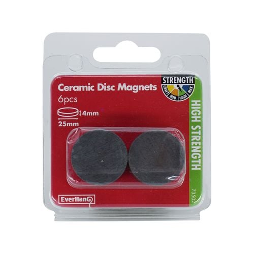 Everhang 25mm Ceramic Disc Magnet - 6 Pack - Bunnings Australia