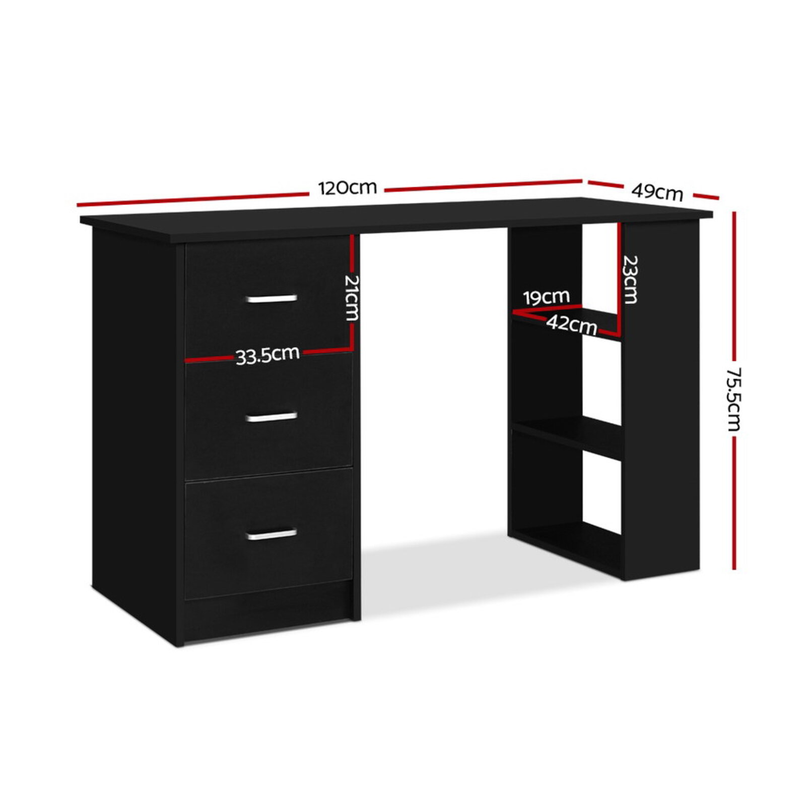 Artiss Office Computer Desk Student Study Table Workstation 3 Drawers ...