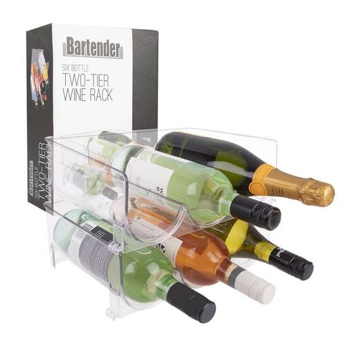 Bartender 2-Tier 29cm Wine Bottle Rack Storage - Clear - Bunnings Australia
