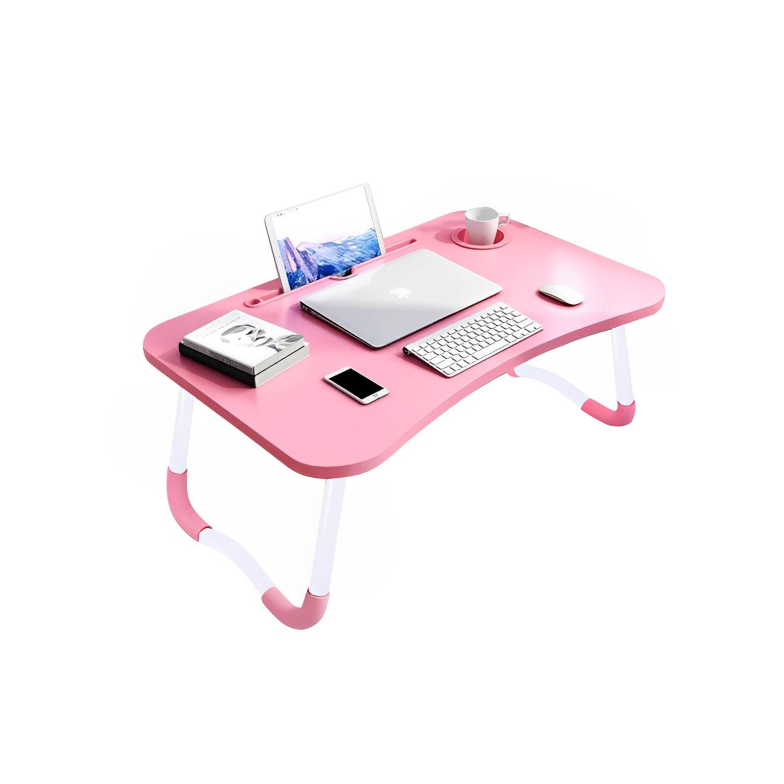 SOGA Pink Portable Bed Table Adjustable Folding Mini Desk - Bunnings ...