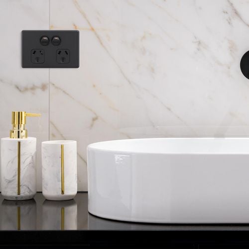 DETA Black Matte S-line Double Power Point - Bunnings Australia