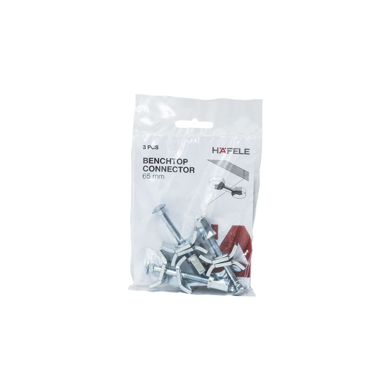 Hafele 65mm Benchtop Connector - 3 Pack - Bunnings Australia