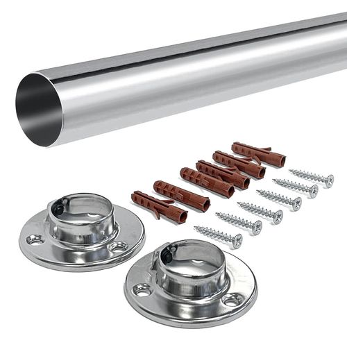 Italio 2.4m Chrome Round Wardrobe Rail - Bunnings New Zealand