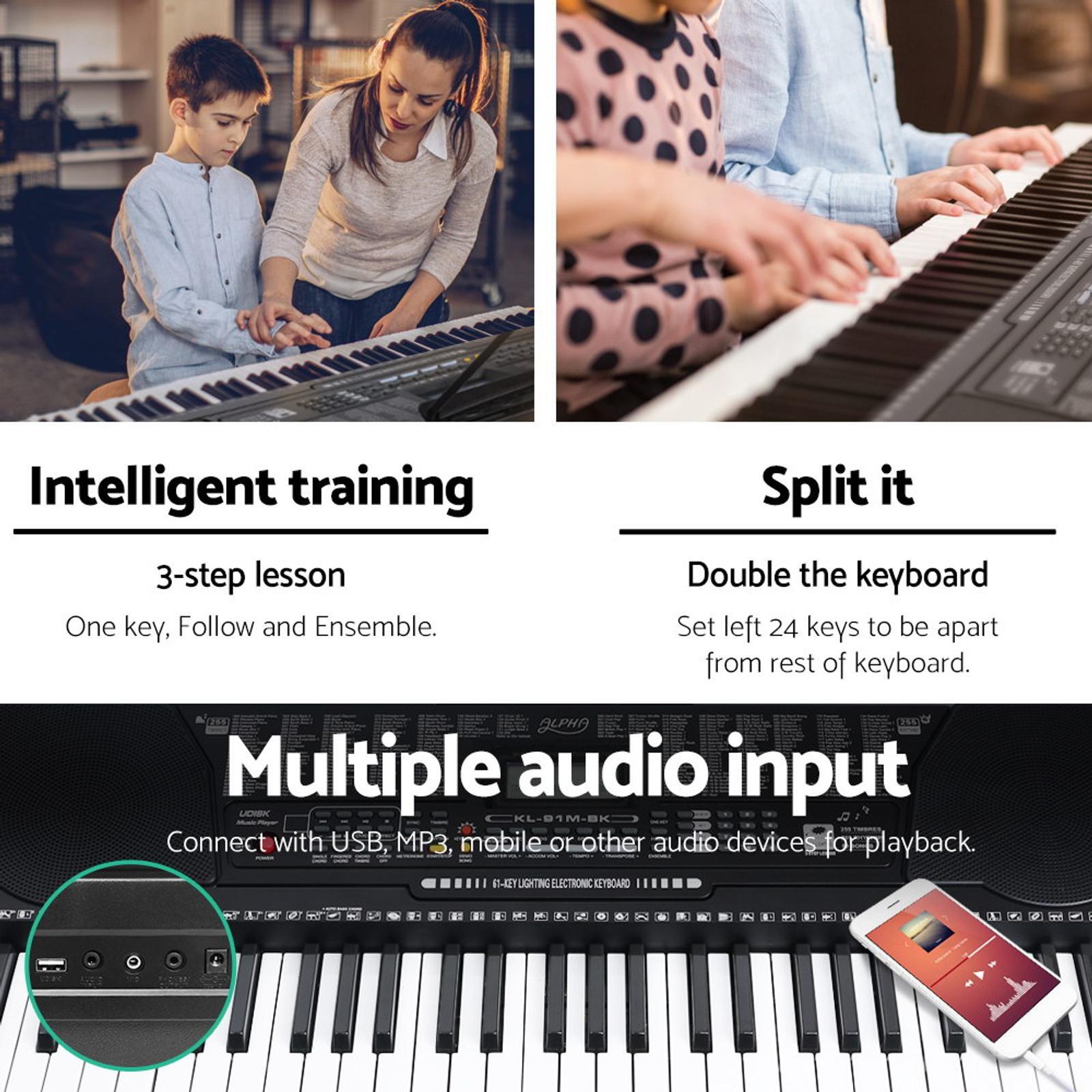 Alpha 61 Key Lighted Electronic Piano Keyboard - Bunnings Australia