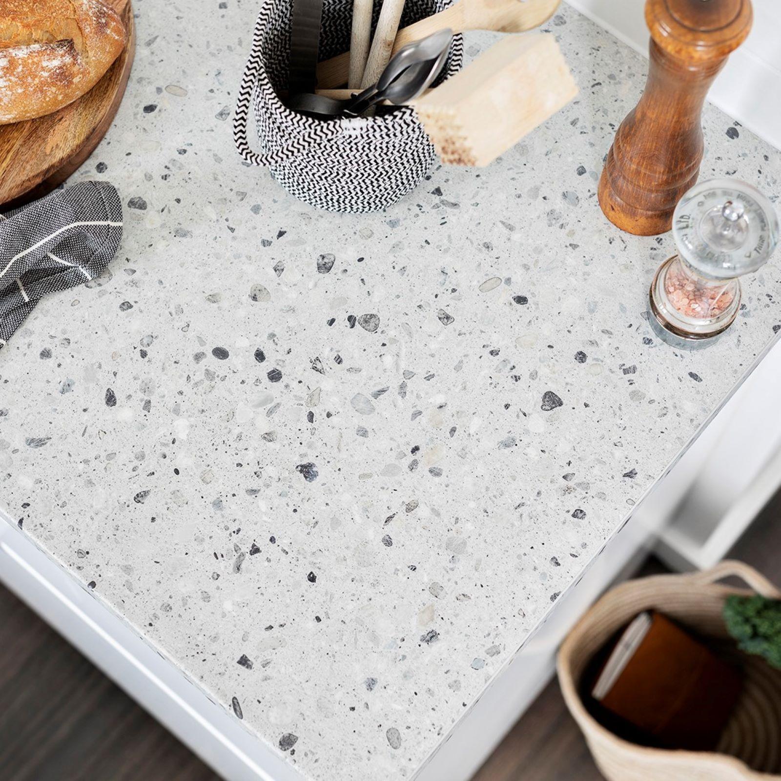 Kaboodle 20 x 901-1200mm Terrazzola Double Edged Customisable Benchtop ...
