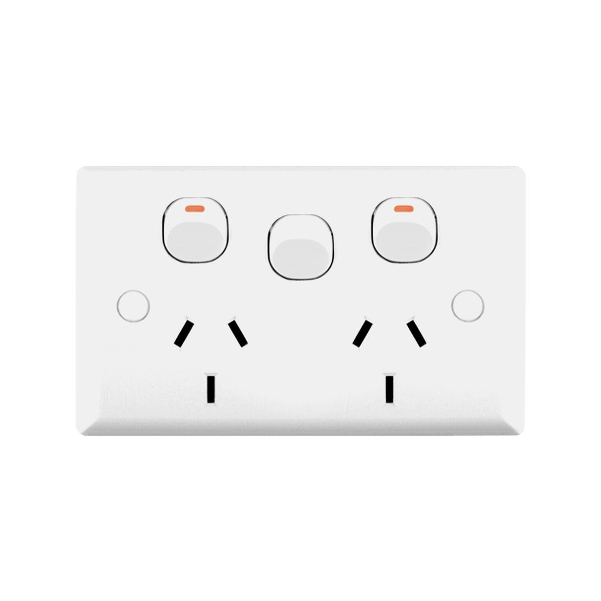 DETA White Solid Plate Double Power Point With Extra Switch - Bunnings ...