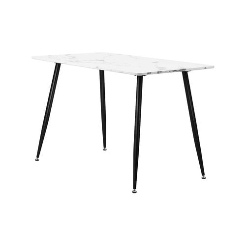 Oikiture 120cm Dining Table Rectangle Metal White&Black - Bunnings ...