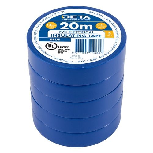 DETA 20m 18mm Blue Insulation PVC Tape - 5 Pack - Bunnings Australia