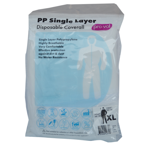 Pro-Val PP Single Layer Disposable Coverall - Extra Large - Bunnings ...