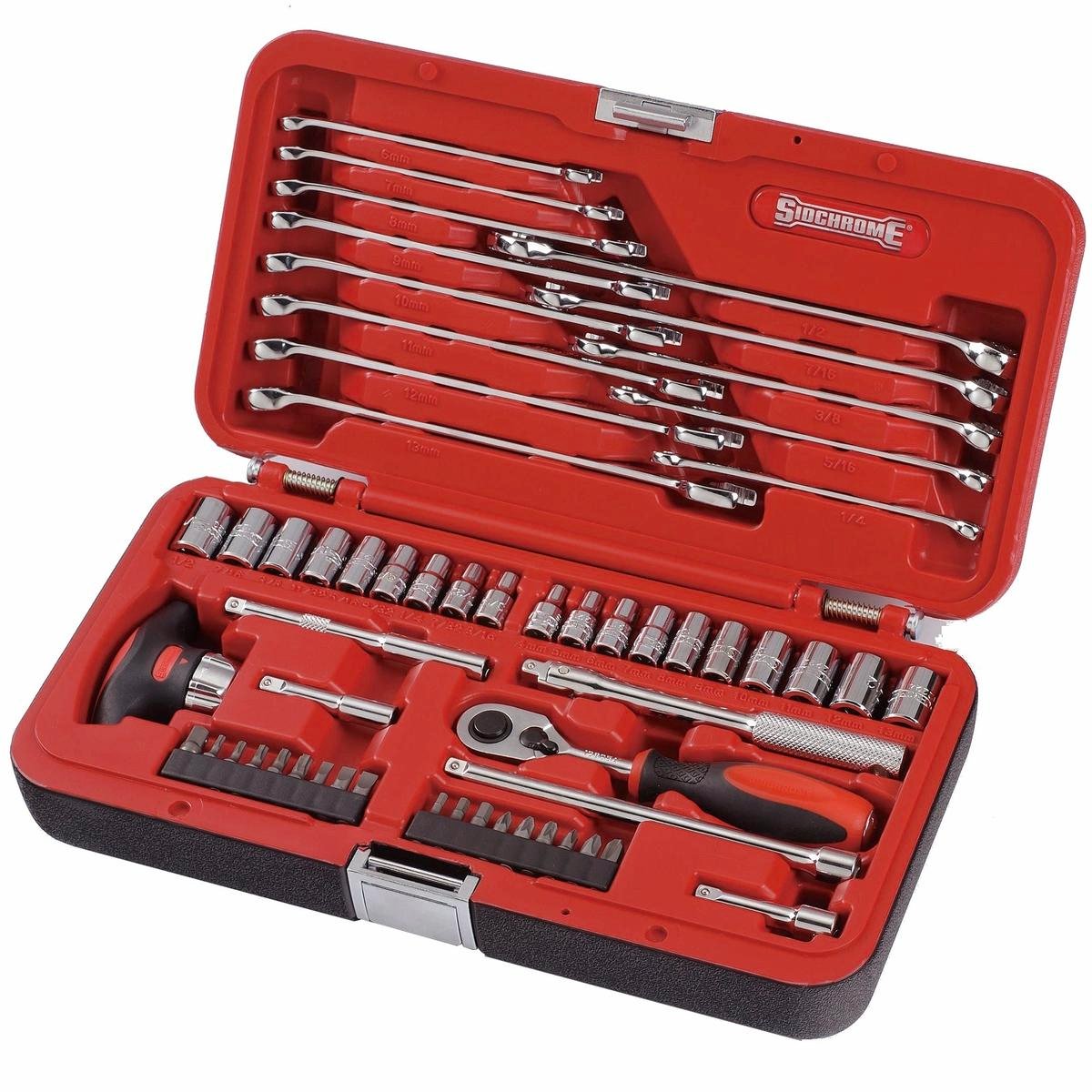 Sidchrome 1/4" Metric / AF Drive Socket and Spanner Set - 51 Piece ...