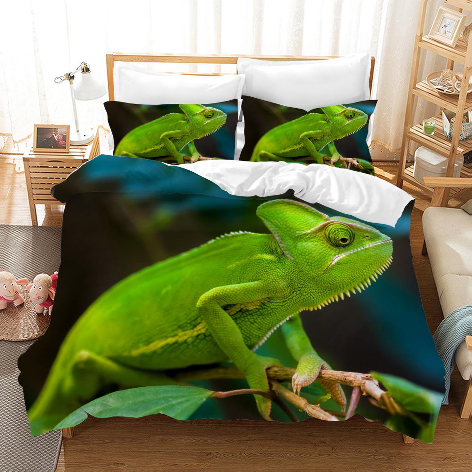 3D Green Chameleon Quilt Cover Set Bedding Set Pillowcases 116 ...