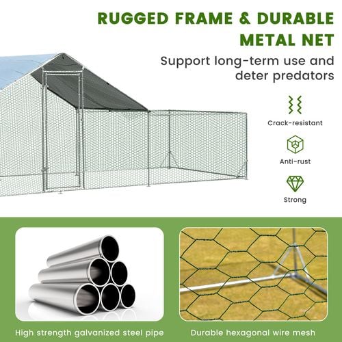 Costway Large Walk-in Chicken Coop Farm 7x2x1.95M - Bunnings Australia