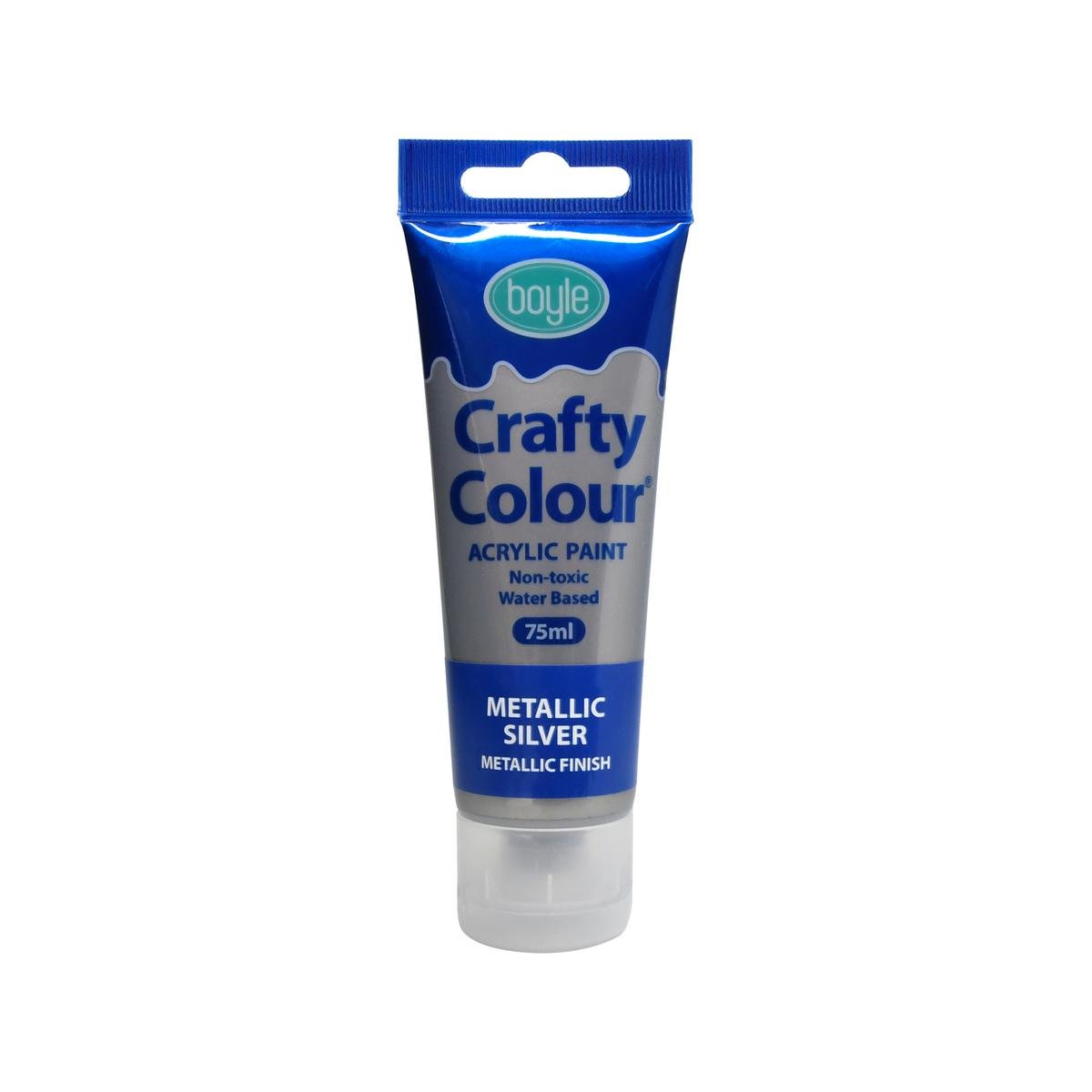 Boyle 75ml Metallic Silver Crafty Colour Acrylic Paint - Bunnings Australia