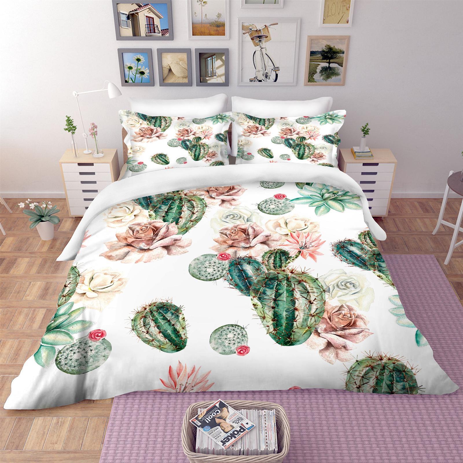 3D Green Cactus Succulents Quilt Cover Set Bedding Set Pillowcases 20 ...