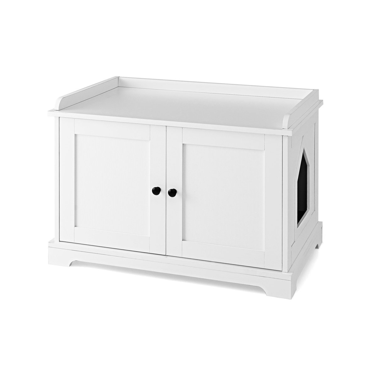 Costway Wooden Cat Litter Box Enclosure Hidden Cabinet Cat House ...