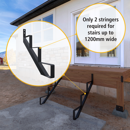 Peak Products Black 3 Tread Steel Stair Stringer - Bunnings Australia