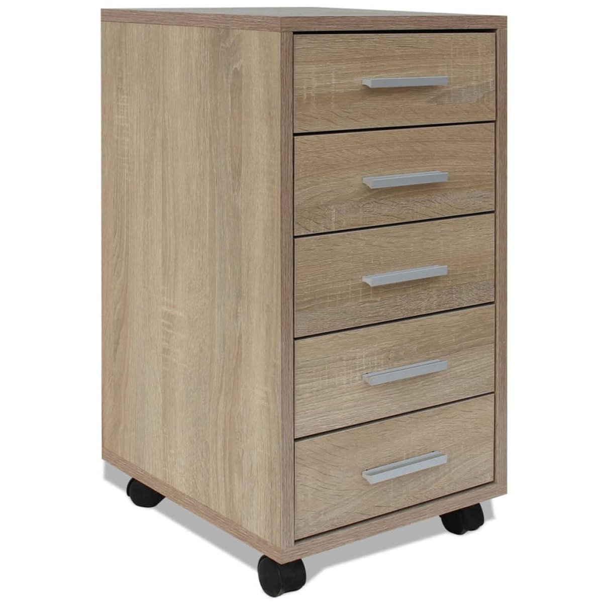 vidaXL Office Drawer Unit with Castors 5 Drawers Oak Storage Cabinet ...