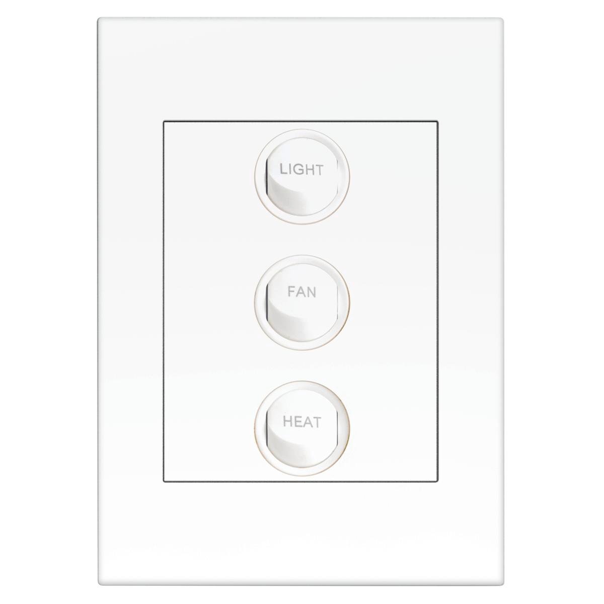 HPM VIVO 3 Gang Fan / Light / Heat Switch - 3 Gang - Bunnings Australia