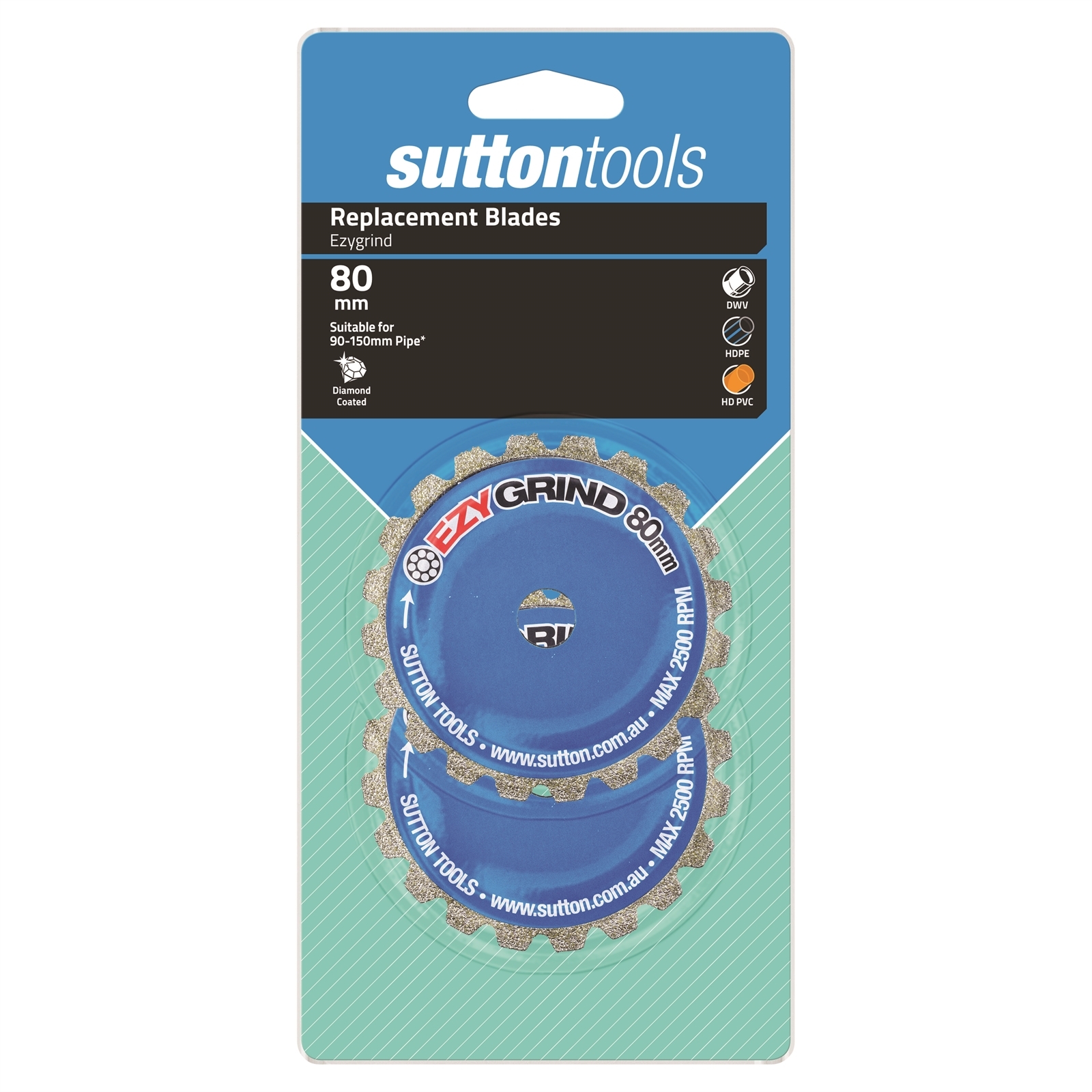 Sutton 80mm Ezygrind PVC / HDPE Pipe Cutter Blades - 2 Pack - Bunnings ...