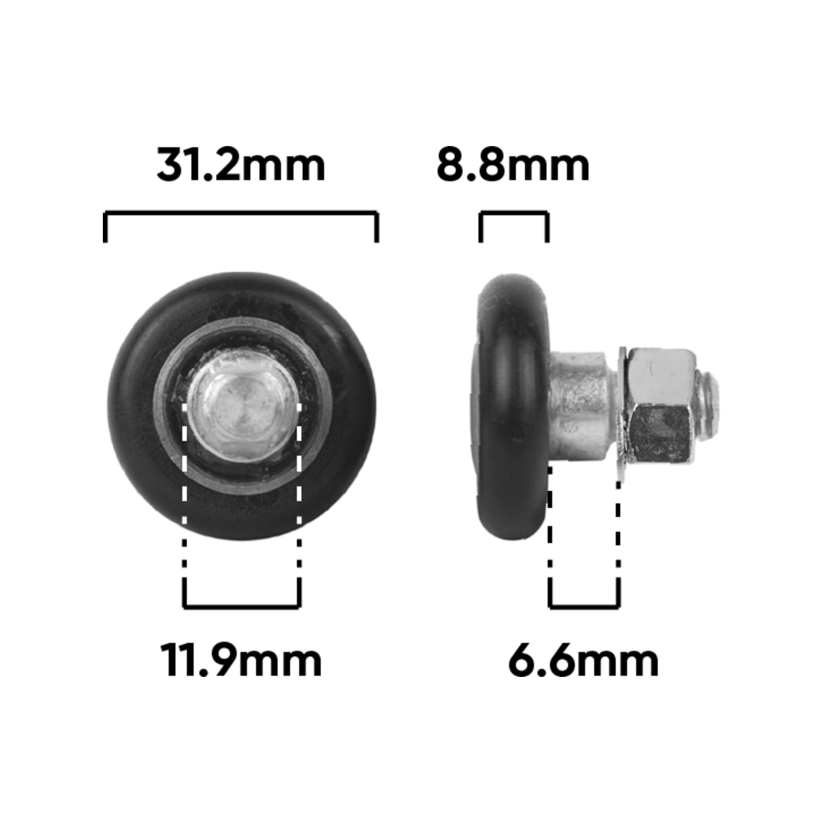 Rolltrak 31mm Acetal Convex Roller With Threaded Stud - Bunnings Australia