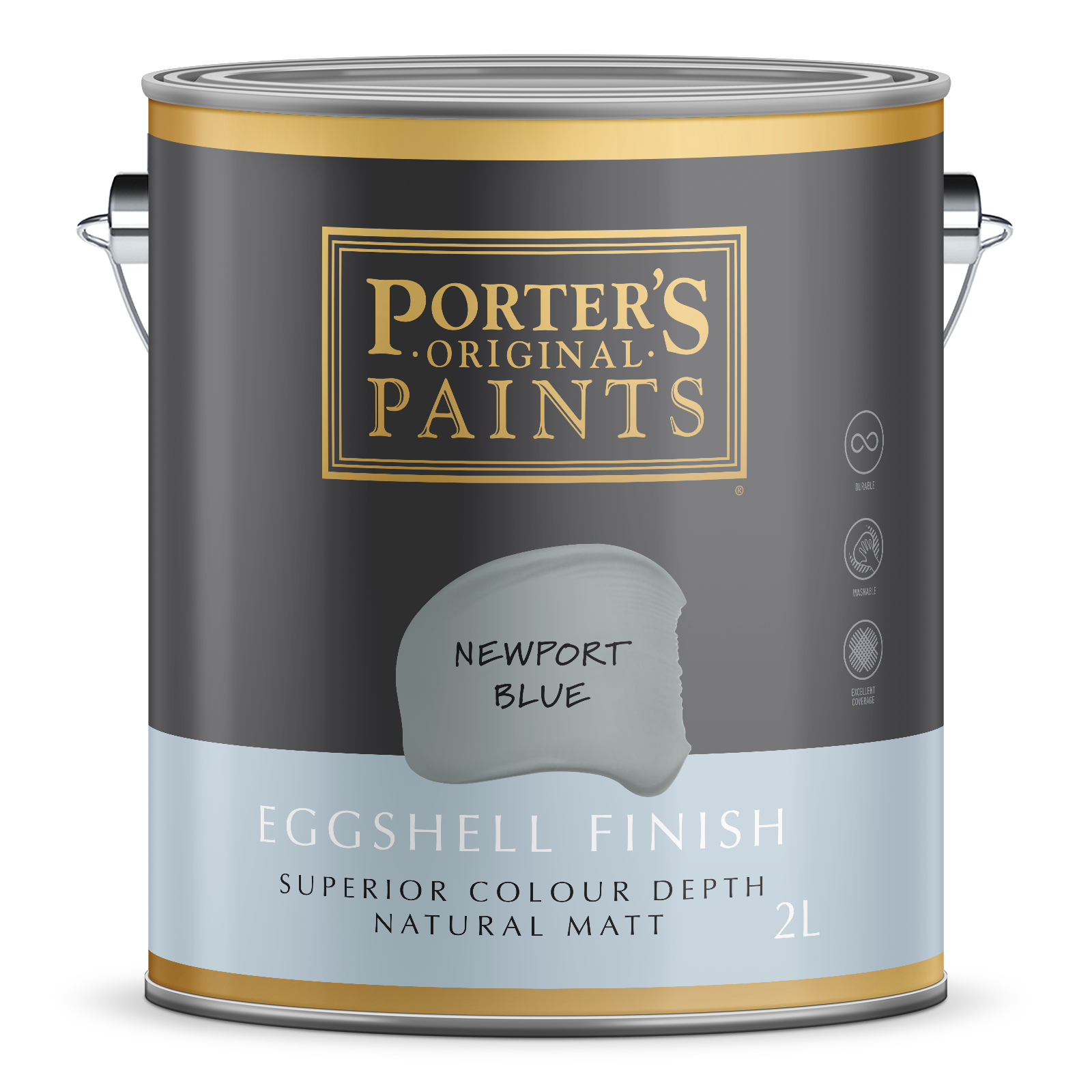 Porter's 2L Newport Blue Eggshell Finish Broadwall Washable Paint ...