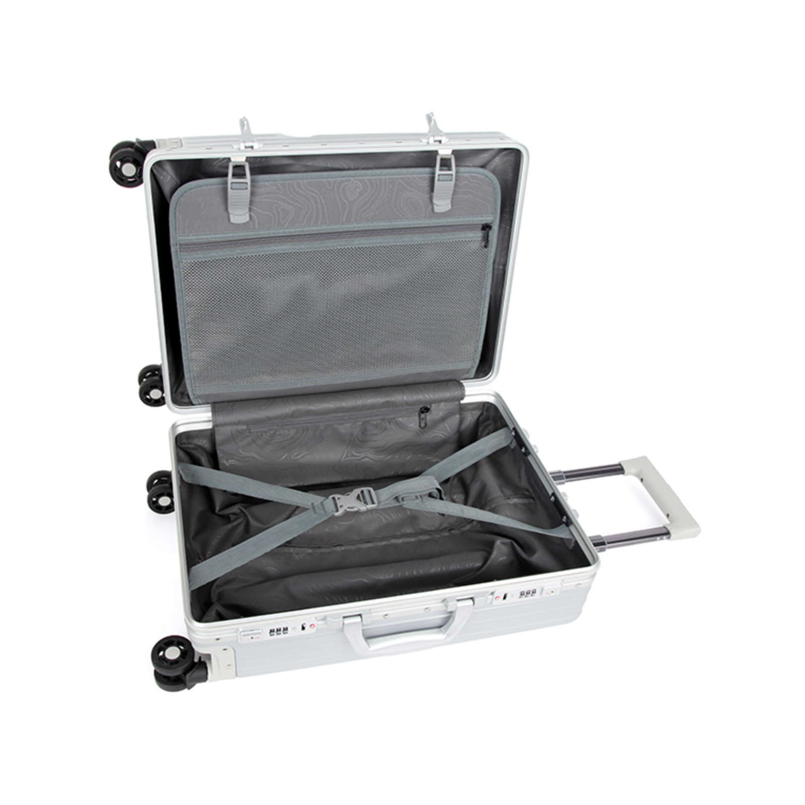 Swiss Aluminum Luggage Suitcase 360 degree rolling HardCase 24"-Silver ...