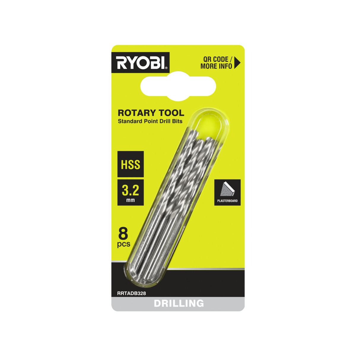 Ryobi 3.2mm 8 Piece Rotary Tool Drill Bit Set - Bunnings Australia