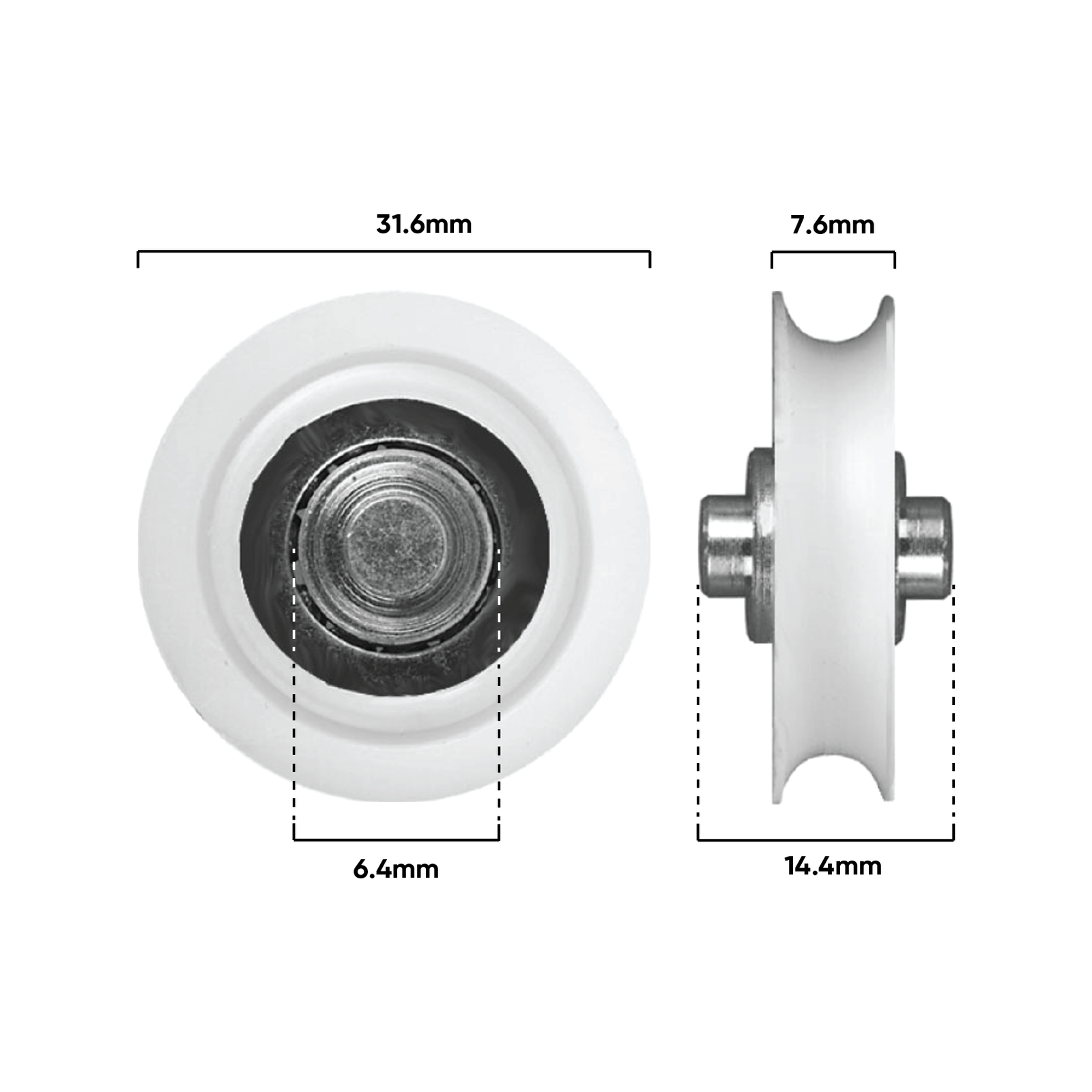 Rolltrak 32mm Acetal Concave Roller - Bunnings Australia