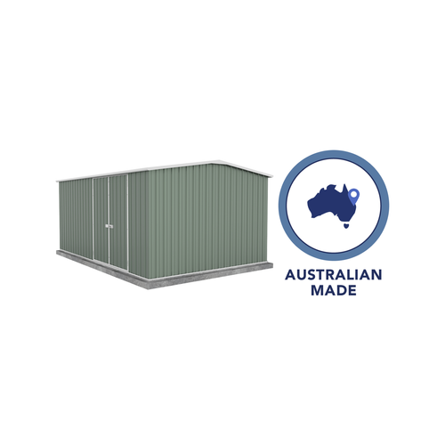 Absco Sheds 4.48 x 3.0 x 2.06m Pale Eucalypt Workshop Double Door ...