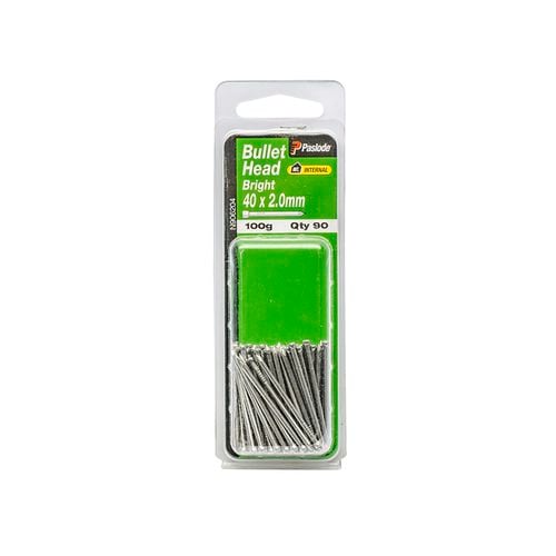 Paslode 40 x 2.0mm 100g Bright Steel Bullet Head Nails - 90 Pack ...