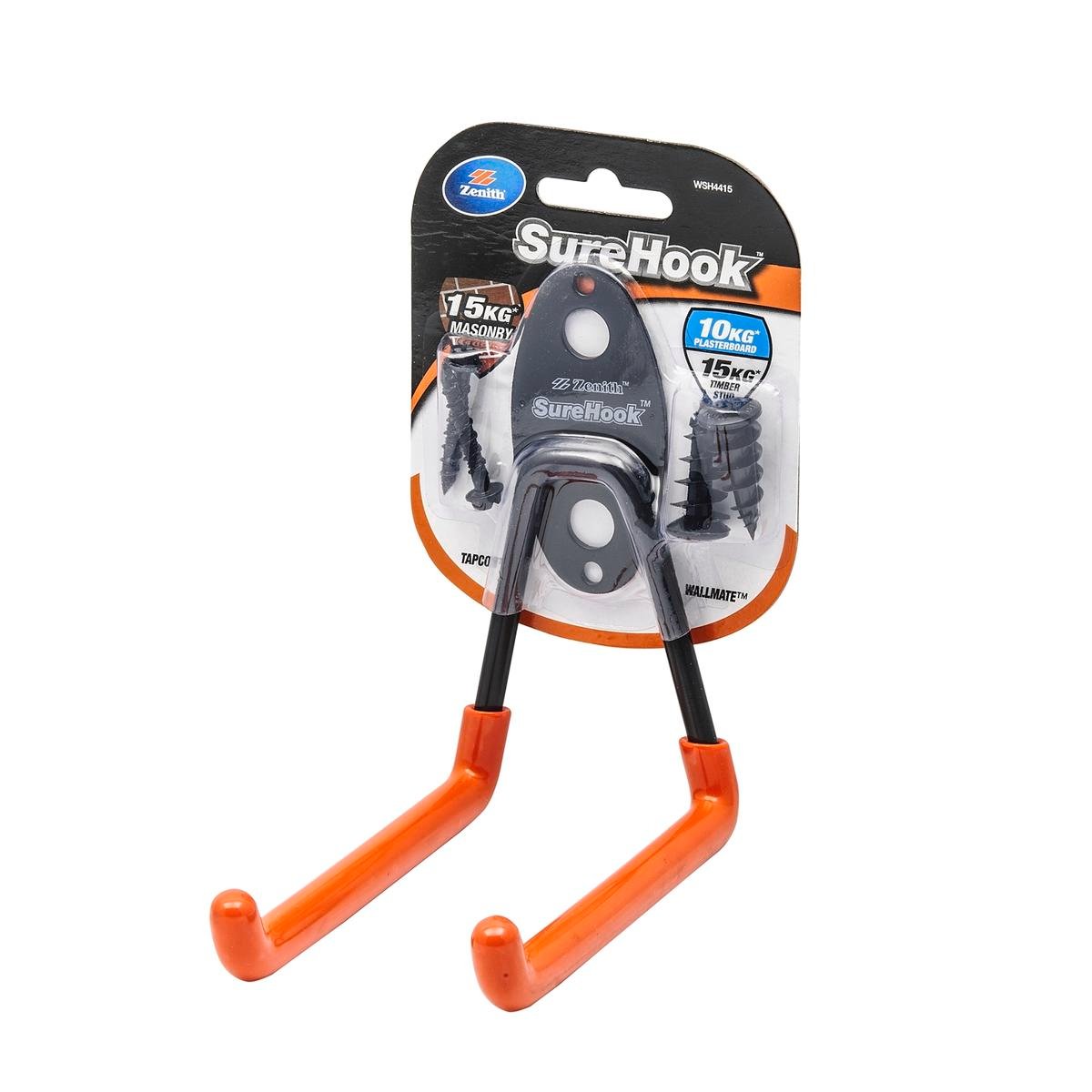 Zenith 10 / 15kg Black SureHook Medium Garage U Hook - Bunnings Australia