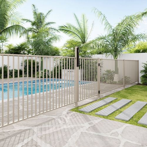 ProtectorAl 2400 x 1200mm Paperbark Aluminium Flat Top Pool Fence Panel ...