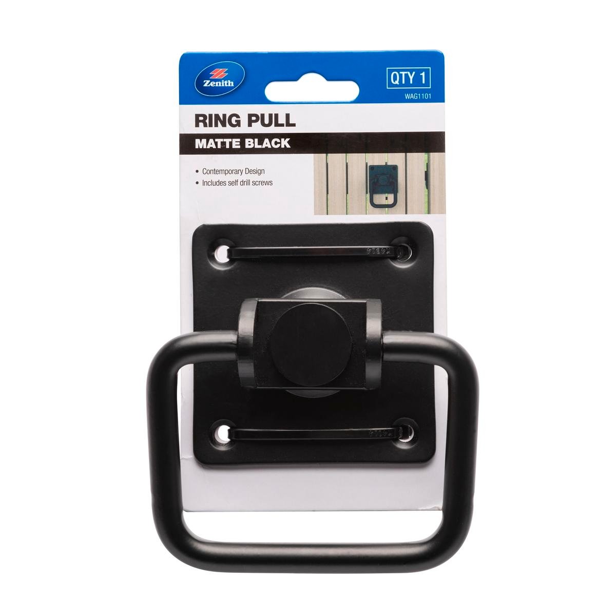 Zenith Matte Black Gate Ring Pull Handle - Bunnings Australia