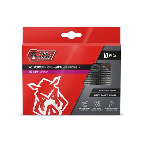 Full Boar 140 x 100mm 120G Triangular Sanding Mesh - 10 Pack - Bunnings ...