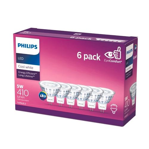 Philips LED Cool White Classic 5W Globe - 6 Pack - Bunnings New Zealand
