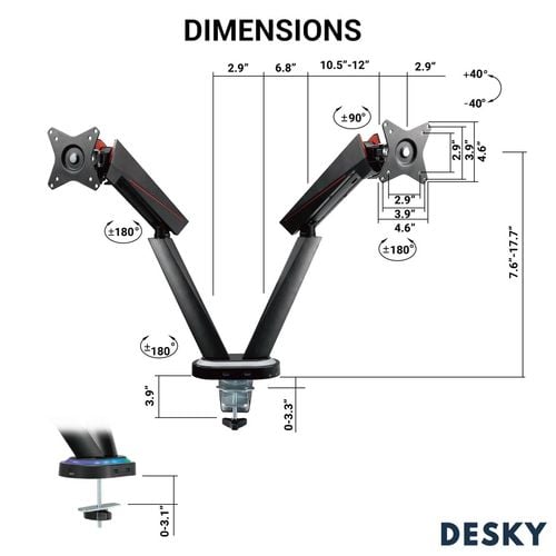 Desky Dual LED Gaming Monitor Arm - Bunnings Australia