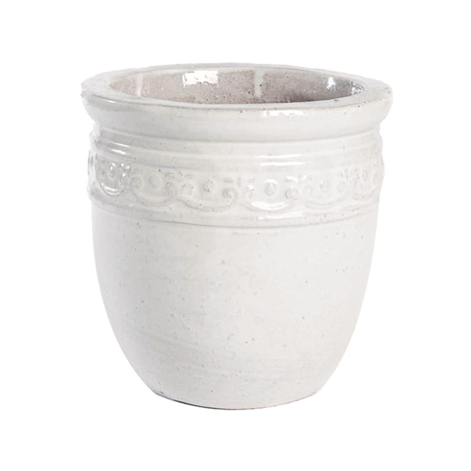 Tuscan Path 31 x 31cm White Studded Glazed Pot - Bunnings New Zealand