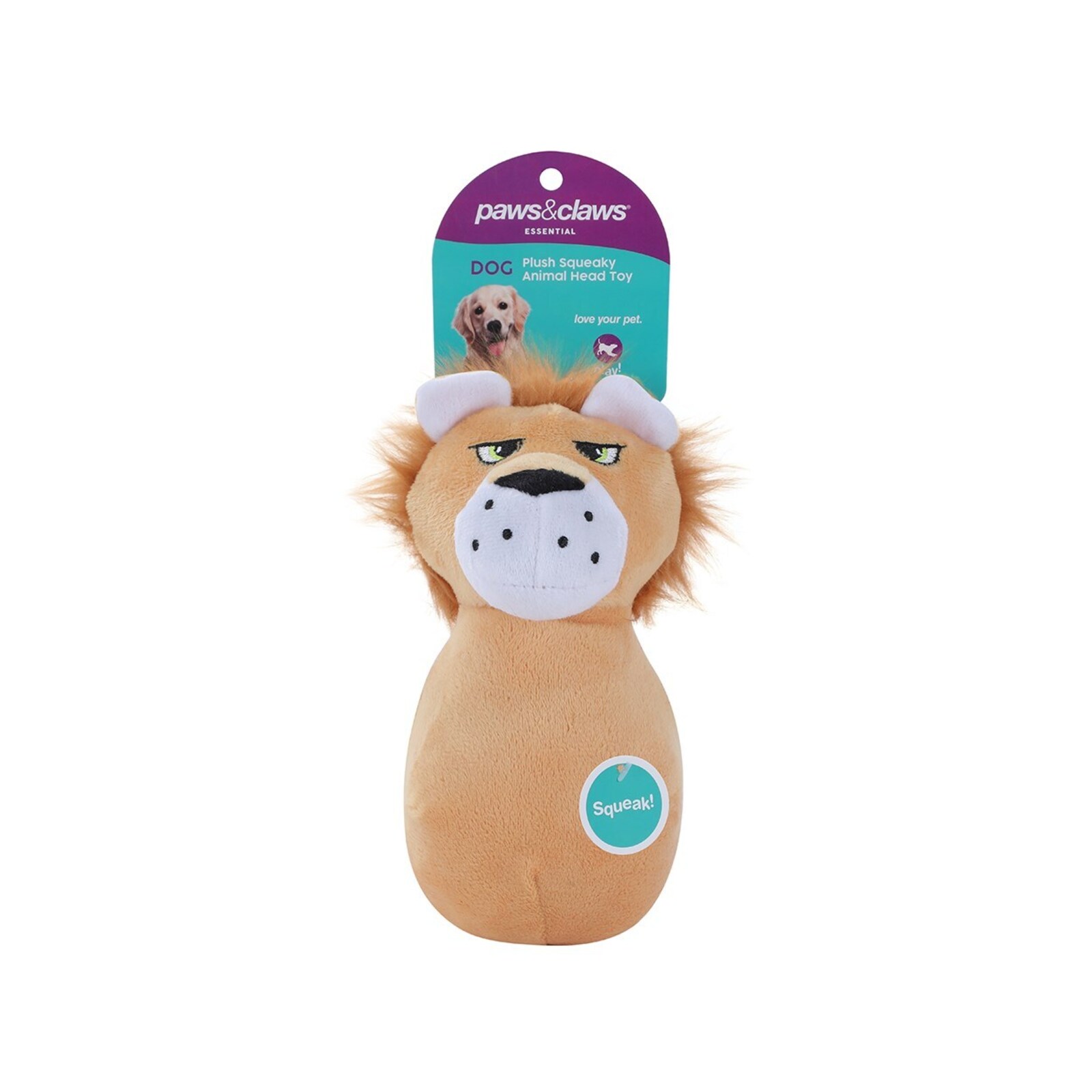 Paws & Claws Plush Squeaky Animal Head Pet Dog Toy Assorted - Bunnings ...