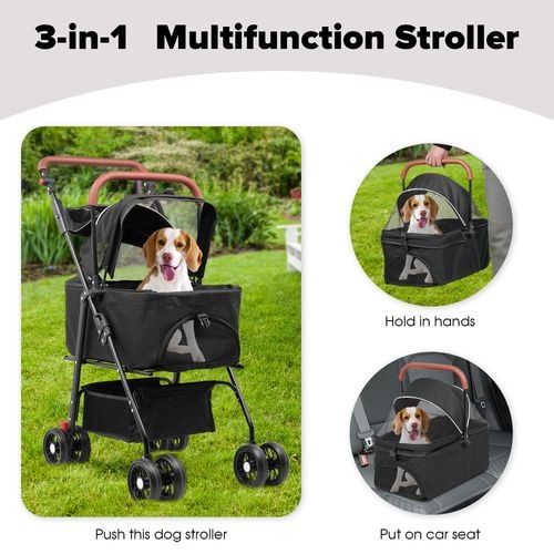 Advwin 3in1 Pet Stroller Dog Cat Carrier Travel Large Pushchair Fold ...